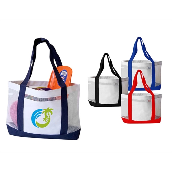 Color Trim Mesh Open Tote