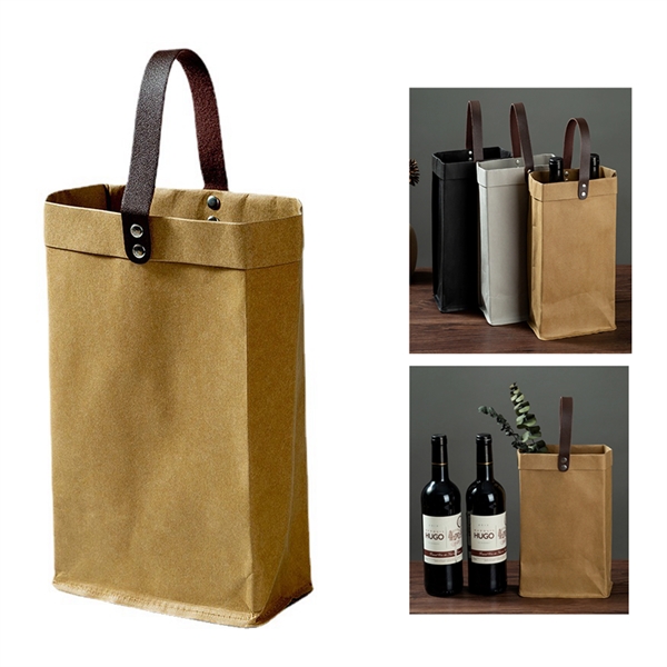Kraft Paper Two Wines Bottle Bag