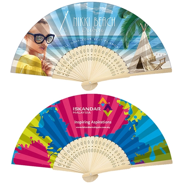 Folding Hand Fan With Bamboo Rib