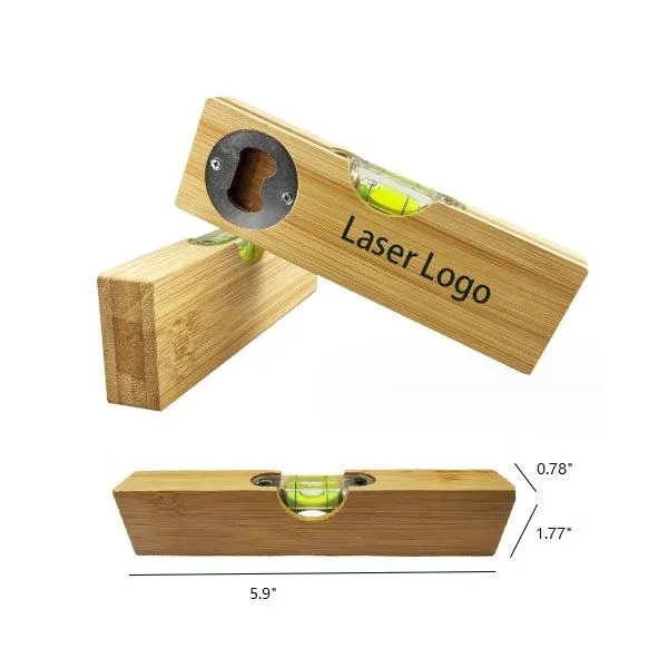 Bamboo Level With Bottle Opener