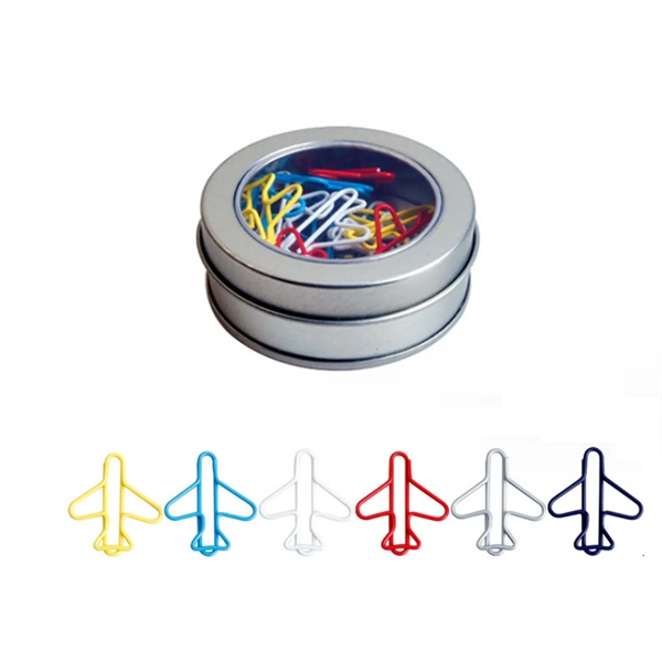 24pcs Airplane Paper Clips Packed With Tin Box (Multicolor)
