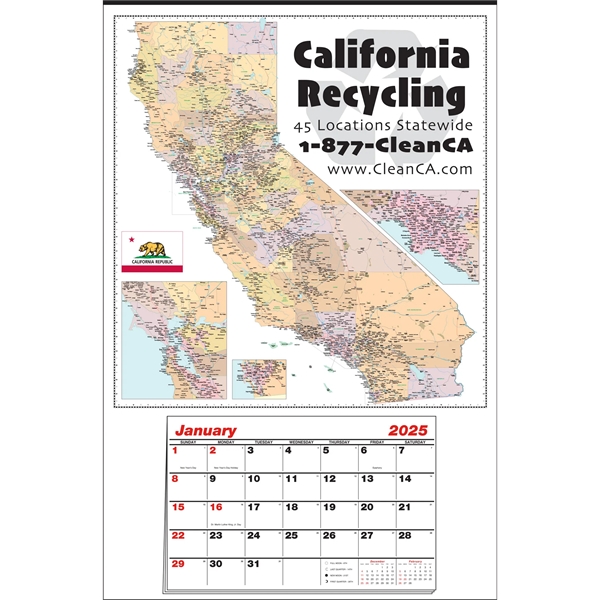 Large State Map Full Apron Calendar - California