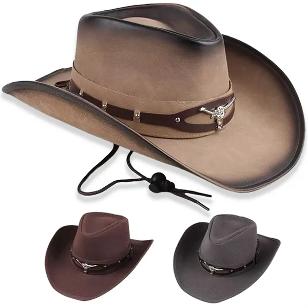 Leather Men's Western Cowboy Hat