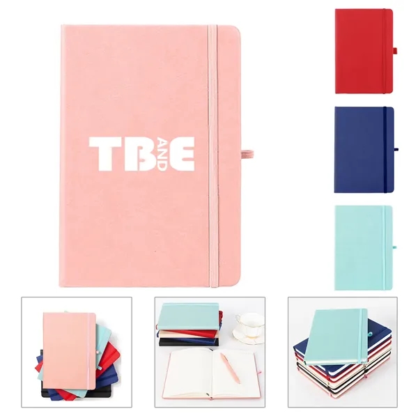 Elastic Band A5 Leather Notebook With Pen Holder