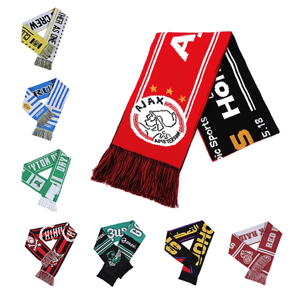 Acrylic Knitted Stadium Sports Scarf With Fringe