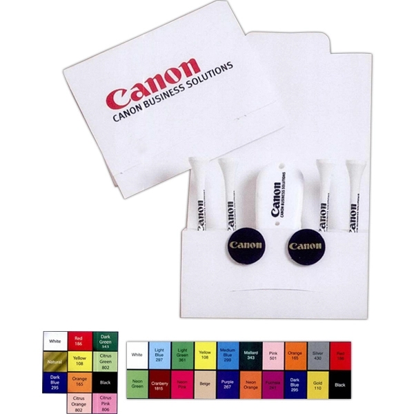 Golf Tee Outing Packet w/ Tees, Markers & Divot Caddy